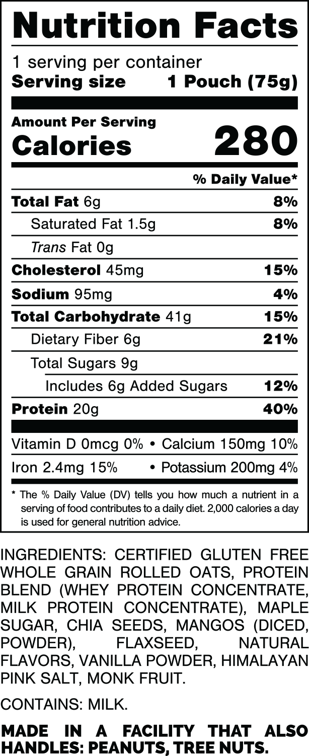 Overnight Oats Mango Custard Protein Shake - Low Sugar
