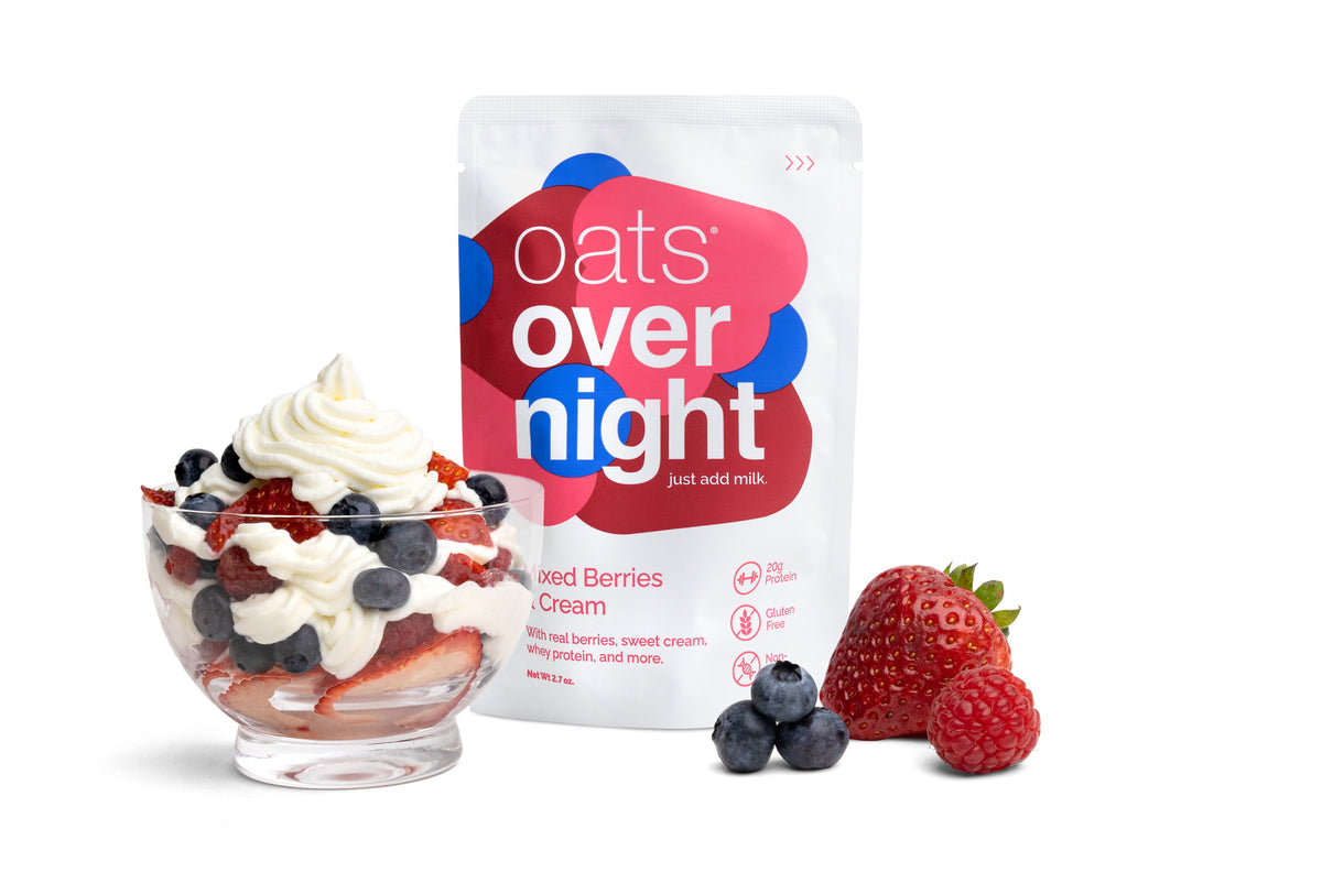 Mixed Berries & Cream Overnight Oats Shake - High Protein